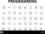 Programming Linear Icons Set Debugging Syntax Function Algorithm