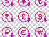 Cost Reduction Decrease Dollar Euro Icon Vector Symbol Image Isolated