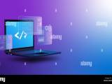 Software Development Coding Concept Programming Laptop Ui Stock Vector