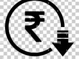 Cost Reduction Decrease Rupee Icon Vector Symbol Isolated On