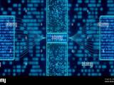 Abstract Screen With Binary Code Digital Screen With Blue Illuminated