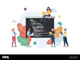 Software Developers Coding Together Programmer Working Writing Code