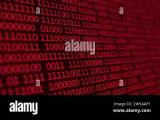 Binary Code Background With Red Digits Moving On Screen Algorithm