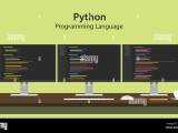 Python Programming Language Illustration With Program Code On Three Row