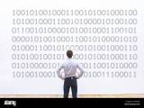 Man Programmer Looking At Binary Code Coding Concept Data Encryption