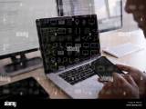 Man Work Coding Software Developer Programmer Is Coding On A Desktop