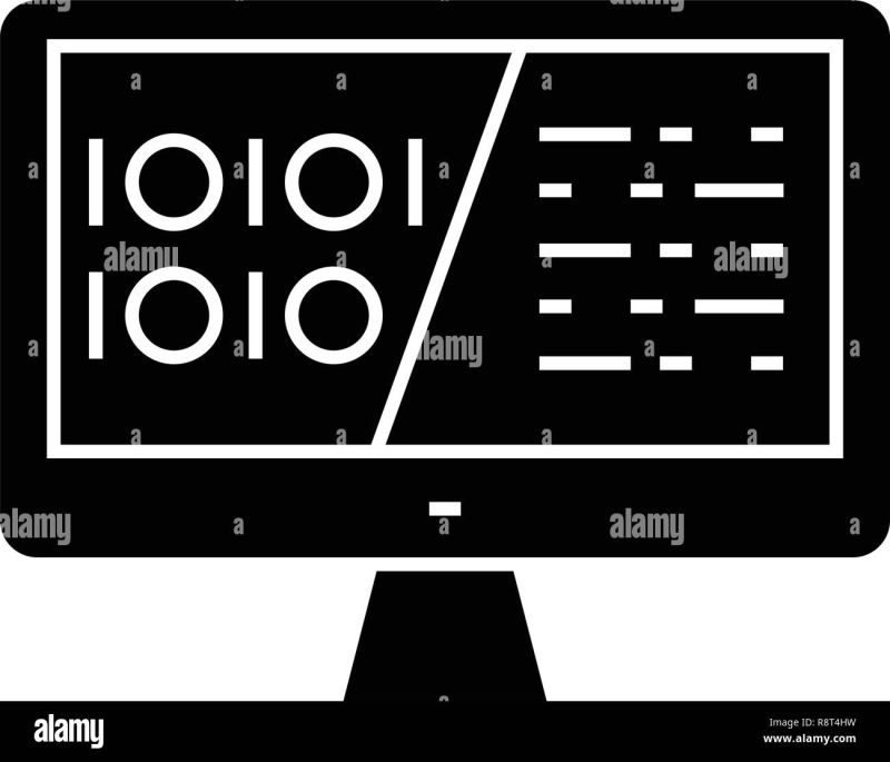 Binary Code Data Encryption Line Icon Vector Binary Code Data - Best Abstract Images in High Resolution