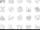 Decrease Line Icons Signs Vector Set Outline Illustration Concept