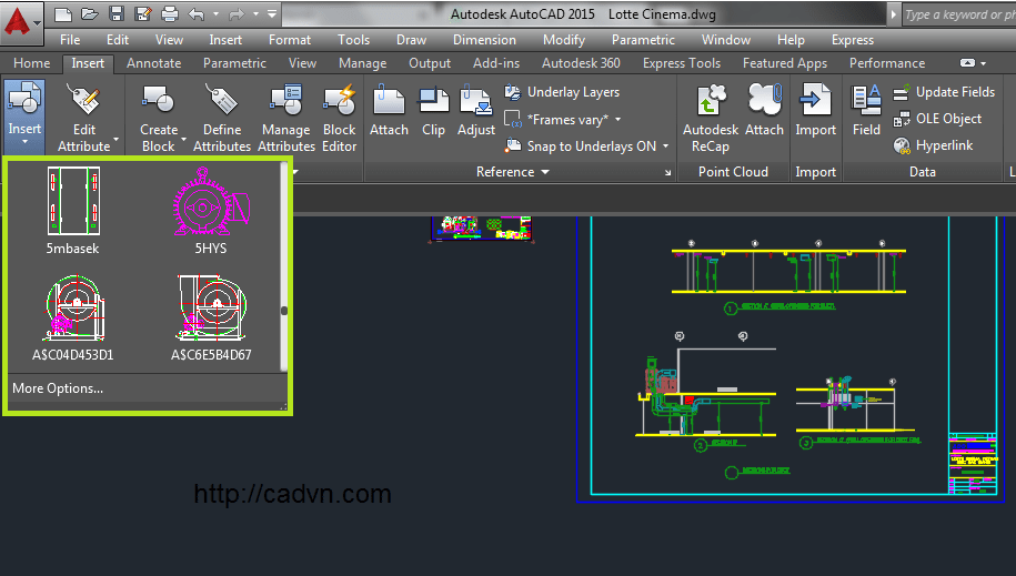 Chèn Block vào bản vẽ autocad