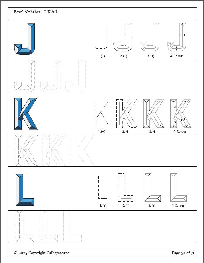 Master 3D Lettering Practice Sheets: 2D & 3D Handlettering, with ...