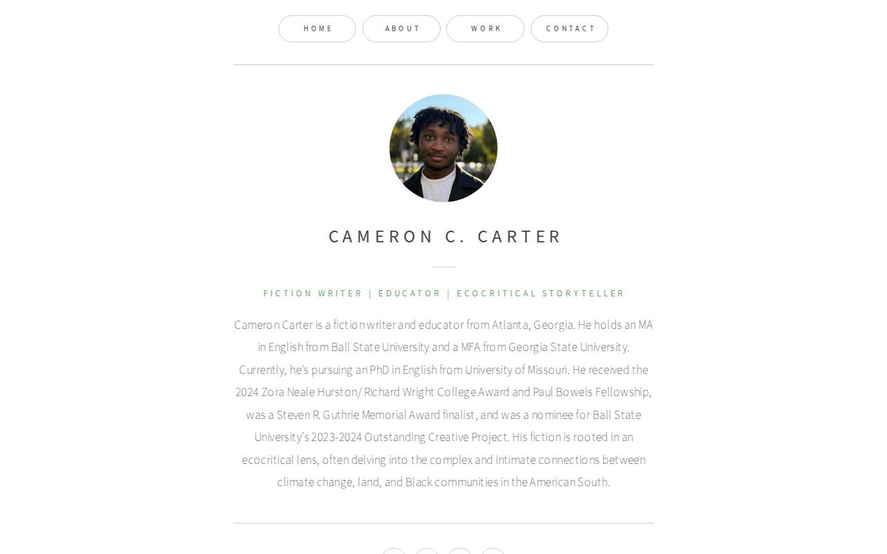 Cameron C Carter Fiction Writer Educator