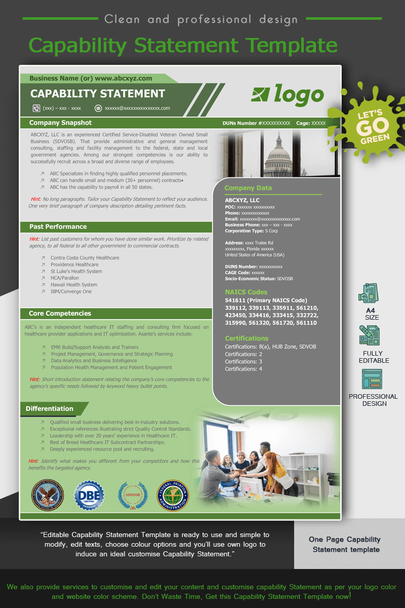 Modern Capability Statement Template » Download MS Word format