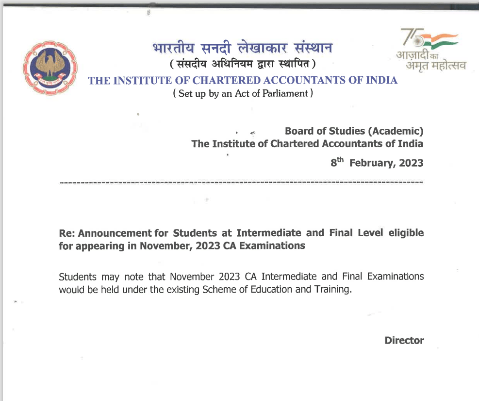 ICAI Announcement for Students at Intermediate and Final level eligible ...