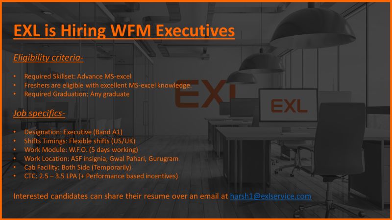 Submit Resume : EXL Hiring Any Graduates For WFM Executives - CA Page