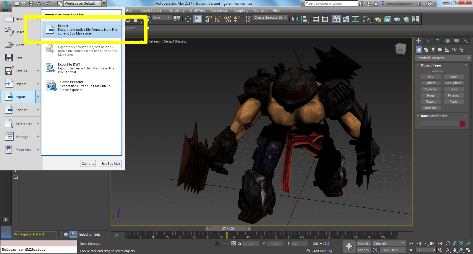 Exporting from 3ds Max and Maya – Castle Game Engine