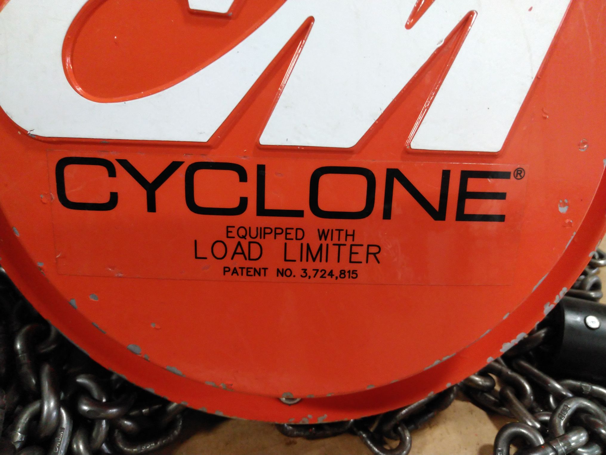 CM Cyclone 4624CF 1 Ton Manual Chain hoist, 86′ Lift, Load Limiter