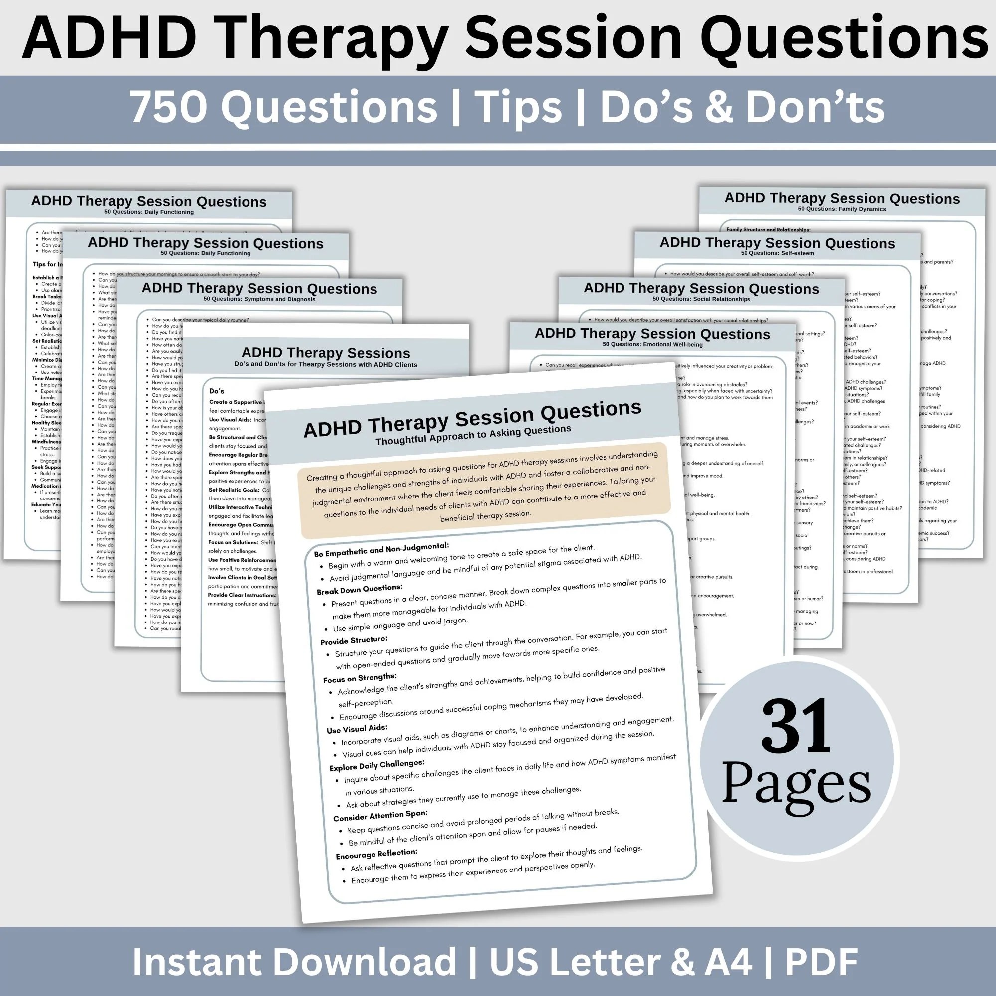 Adhd Therapy Questions 750 Questions Tips For Mental Health Profess