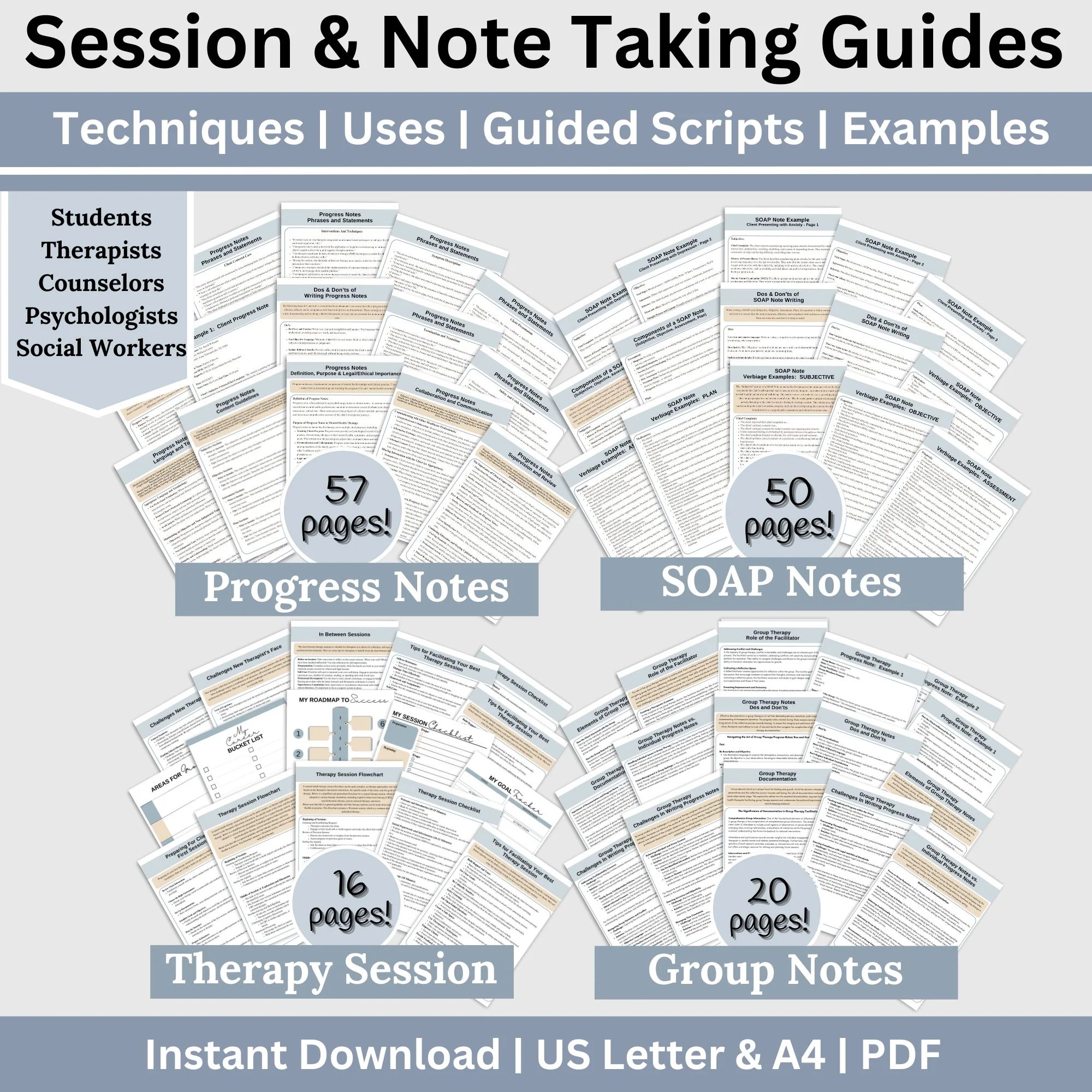 Therapist Documentation Guide Bundle Progress Notes Soap Notes Grou