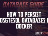 How To Persist Data When Using Postgresql In Docker Containers