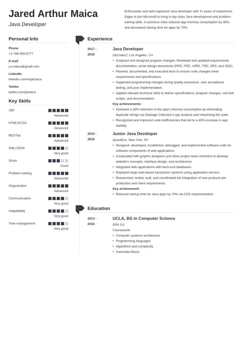 Java Developer Best Resume Format - Professional HD Minimal Backgrounds | Free Download