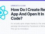 How Do I Create React App And Open It In Vs Code Upmostly