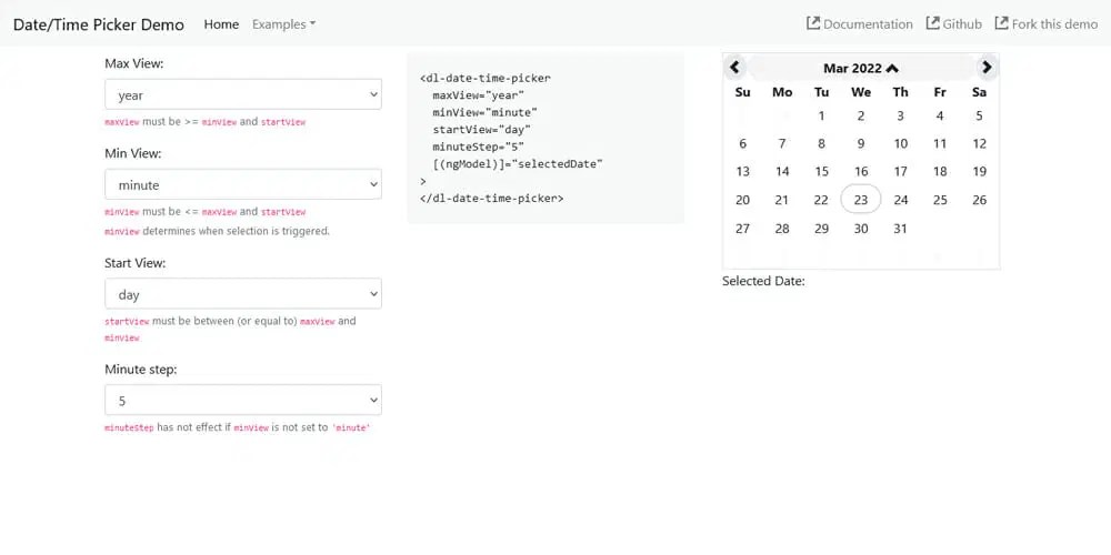 Angular Bootstrap Date Time Picker - Amazing Landscape Background - Mobile