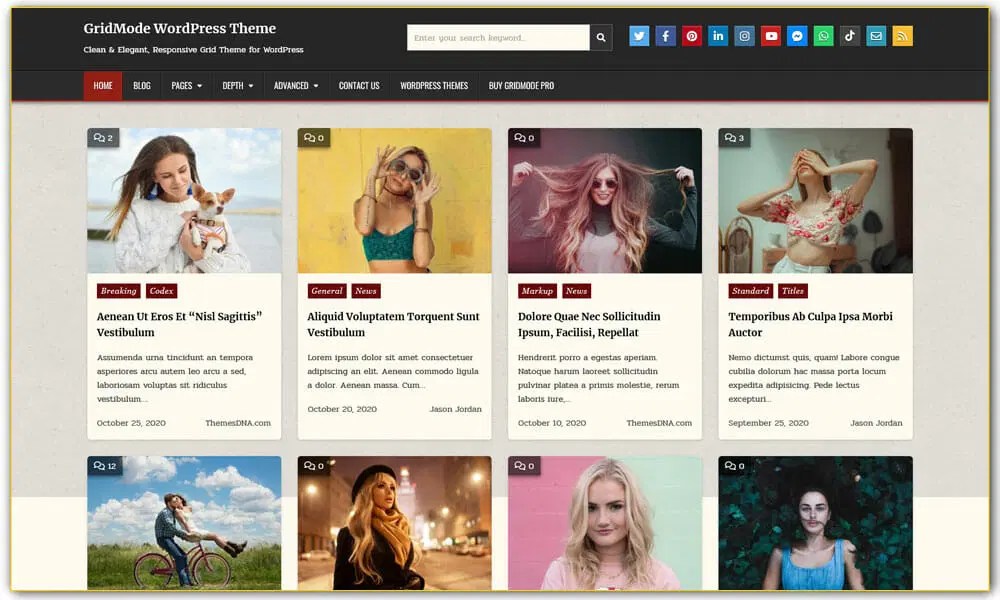 Gridmode Demo Wordpress Theme - Best Sunset Textures in Mobile