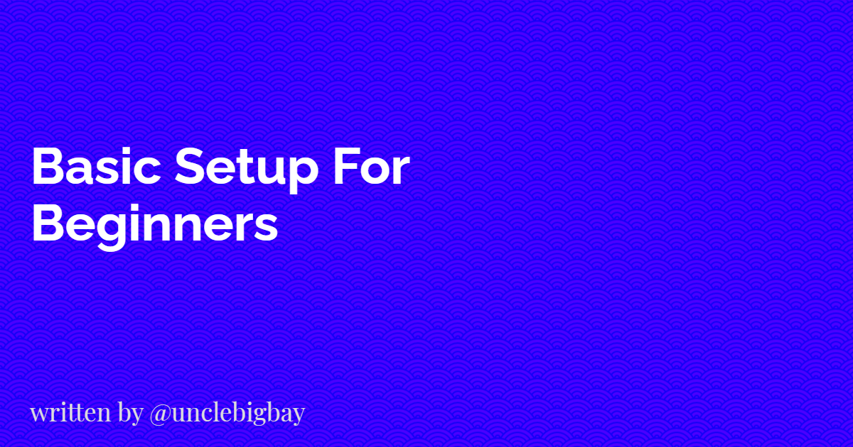 Basic Setup For Beginners