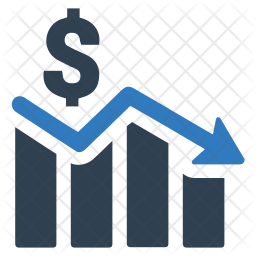 Down Downward Graph Chart Reduction Decrease Financial Icon - Colorful Art Collection - 8K Quality