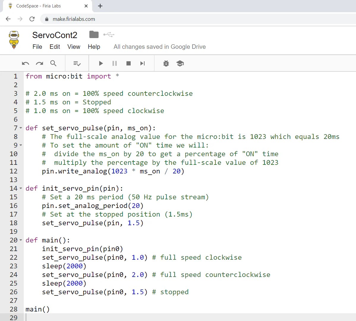 Continuous Rotation Servos With Python And The Micro Bit Firia Labs