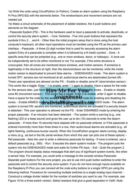 1a Write The Code Using Circuitpython In Python Create A Pdf