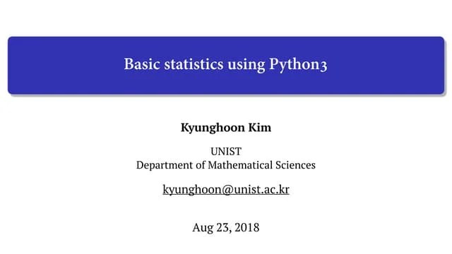 Basic Statistics Using Python3 Pdf