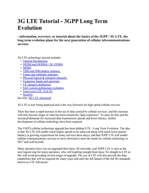 Lte Basic Parameters Pdf