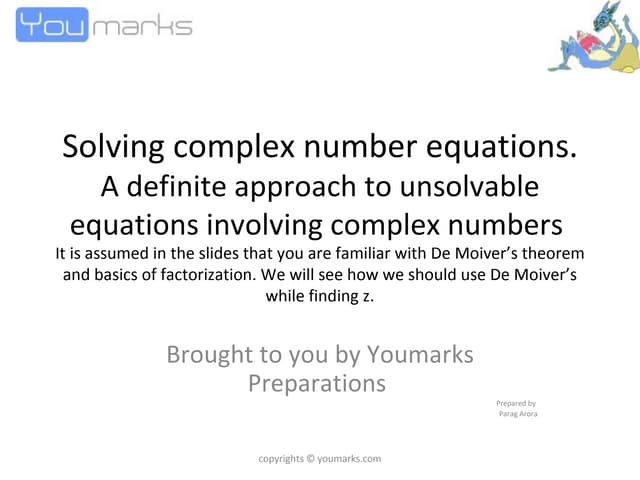 Solving Equations In Complex Numbers Ppt