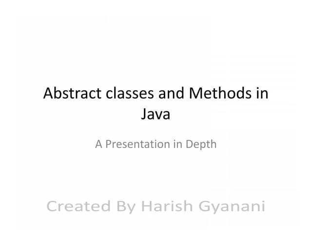 Abstract Classes And Methods In Java Pdf