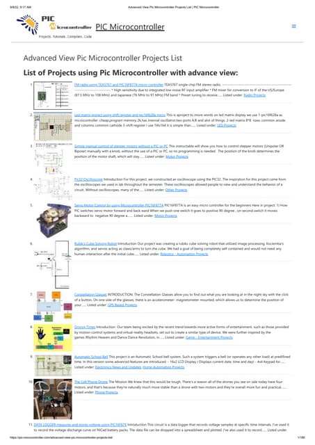 Pic16f877a Microcontroller Based Projects List Pic Microcontroller
