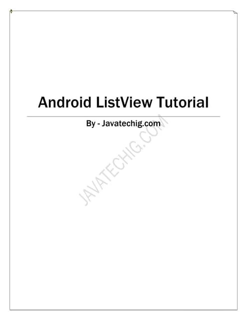 Android List View Tutorial By Javatechig Docx