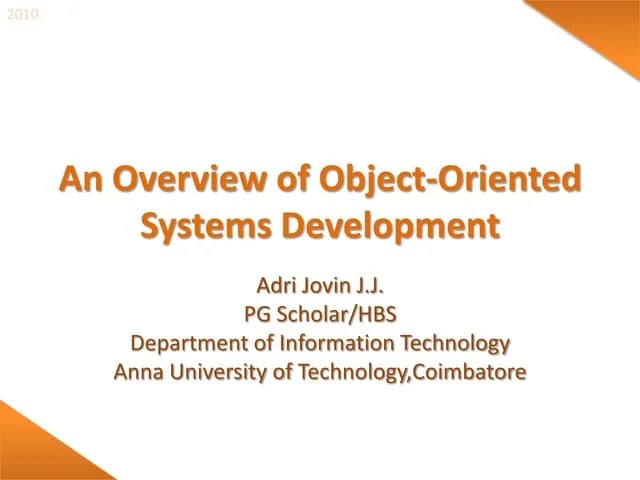 An Overview Of Object Oriented Systems Development Pptx