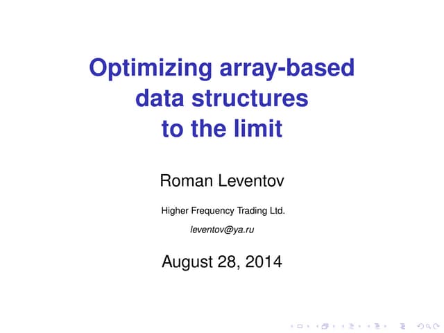Optimizing Array Based Data Structures To The Limit Pdf Programming