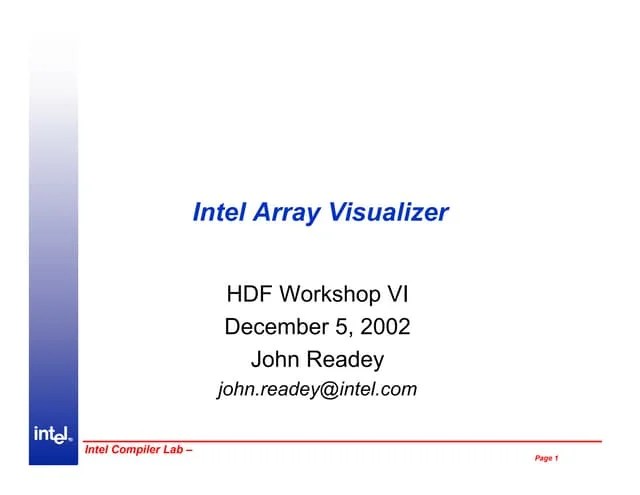 Intel Array Visualizer Pdf