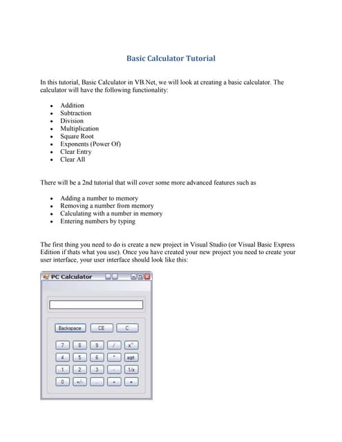 Basic Calculator Tutorial Docx