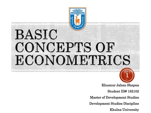 Econometrics Lecture 1st Ppt Business Accounting Finance Business