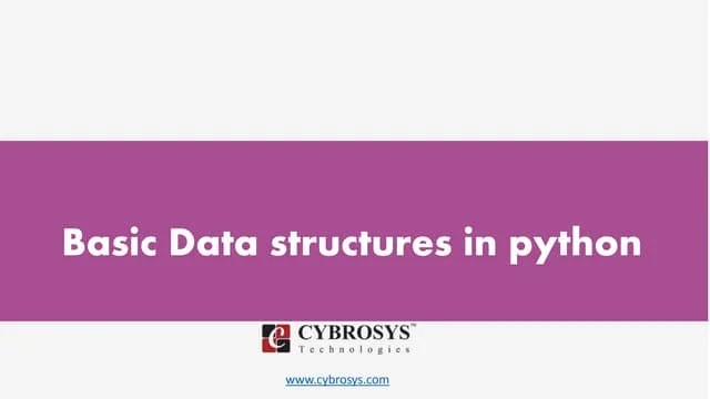 Basic Data Structures In Python Pptx