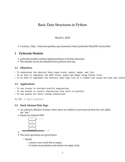 Basic Data Structures In Python Pdf