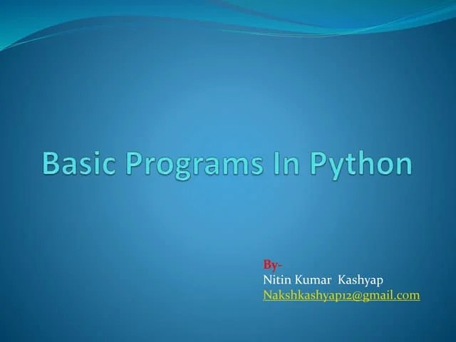 Basic Programs In Python Pptx