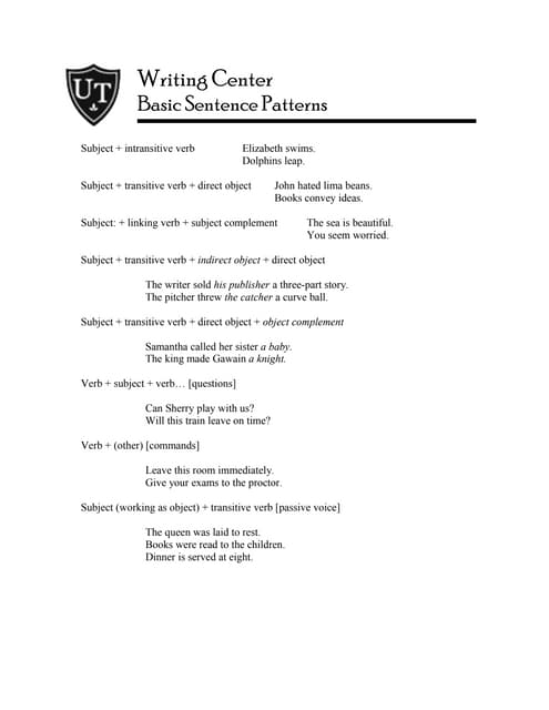 Basic Sentence Patterns With E Doc