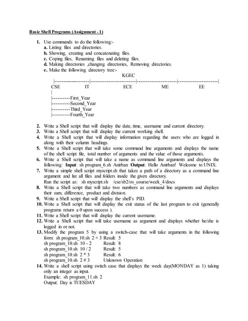 Basic Shell Programs Assignment 1 Docx