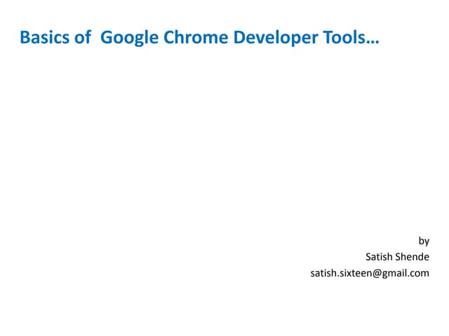 Basics Of Google Chrome Developer Tools Pdf