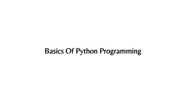 Introduction Basics Of Python Programming Pdf
