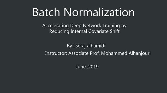 Batch Normalization Presentation Pptx